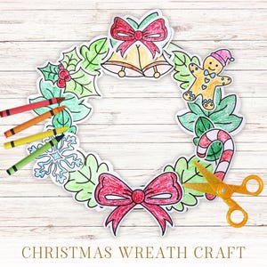 Christmas Wreath Craft, Printable Holiday Winter Craft for Kids ...