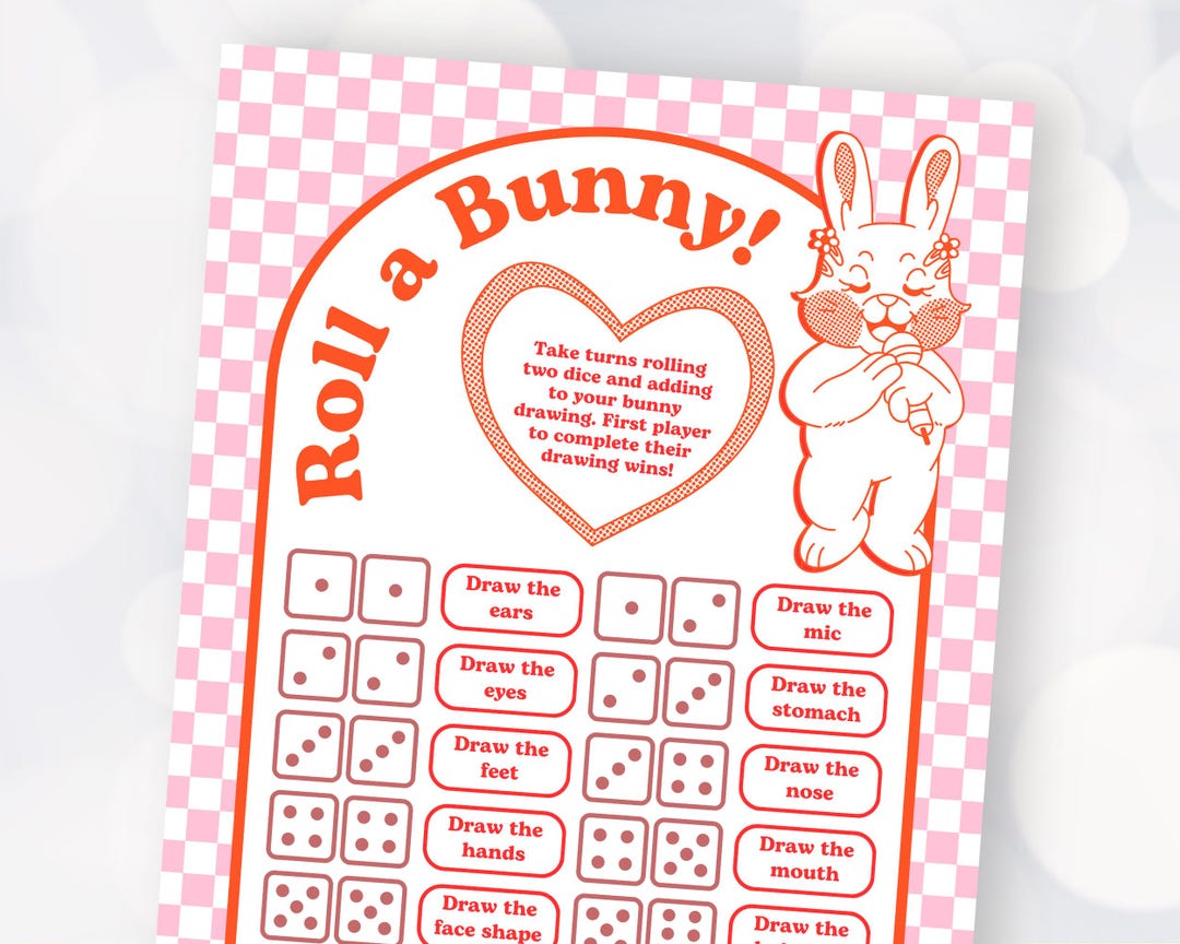 Roll A Bunny Dice Drawing Game, Easter Game Printable Family Activity ...