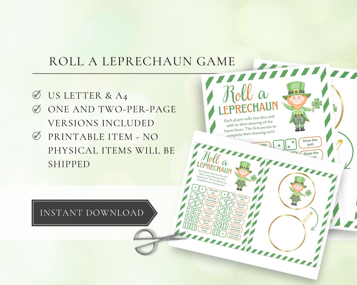 Roll a Leprechaun Dice Drawing Game, St Patrick’s Day Games, Activity ...
