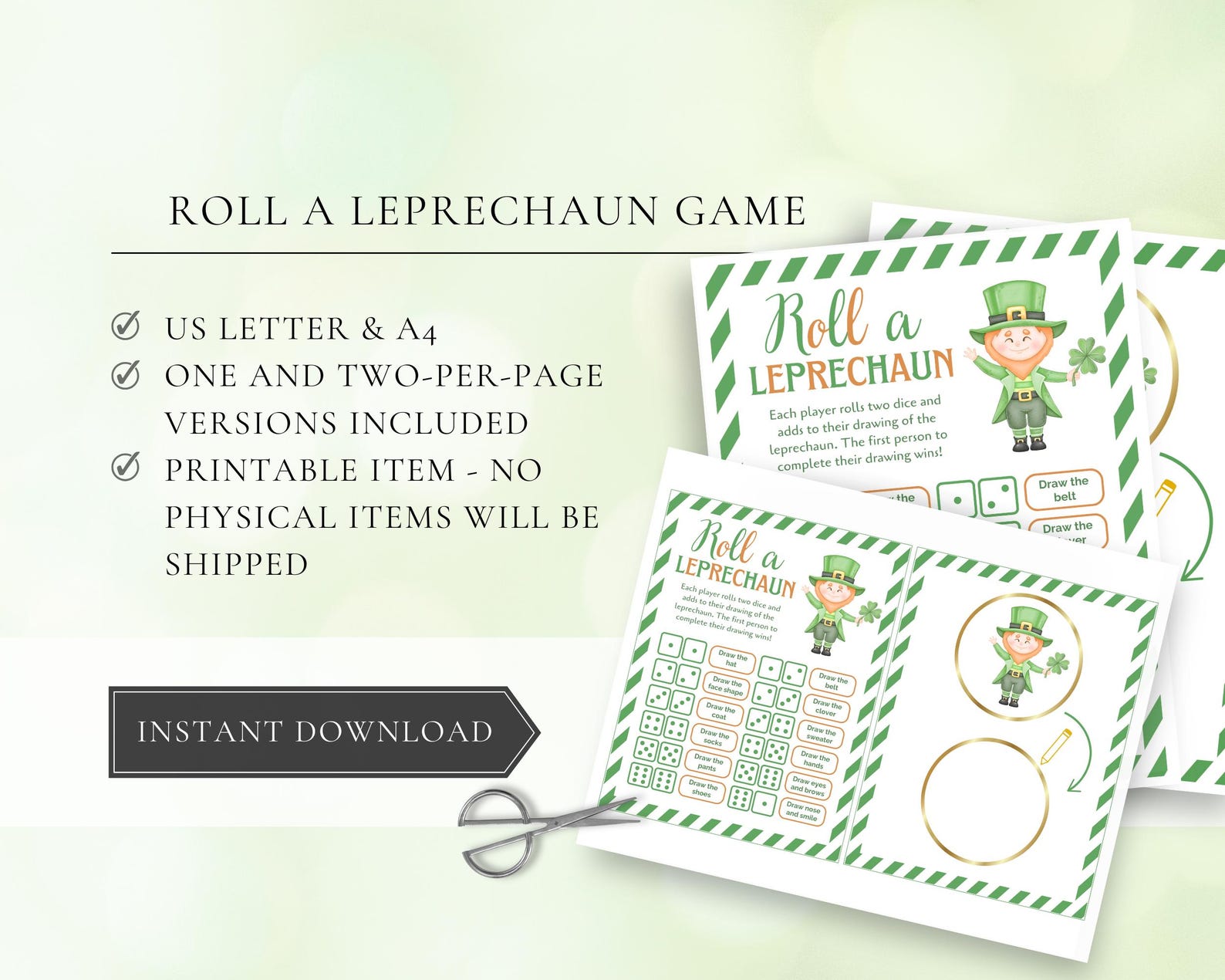 Roll a Leprechaun Dice Drawing Game, St Patrick’s Day Games, Activity ...