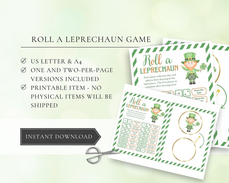 Roll a Leprechaun Dice Drawing Game, St Patrick’s Day Games, Activity ...