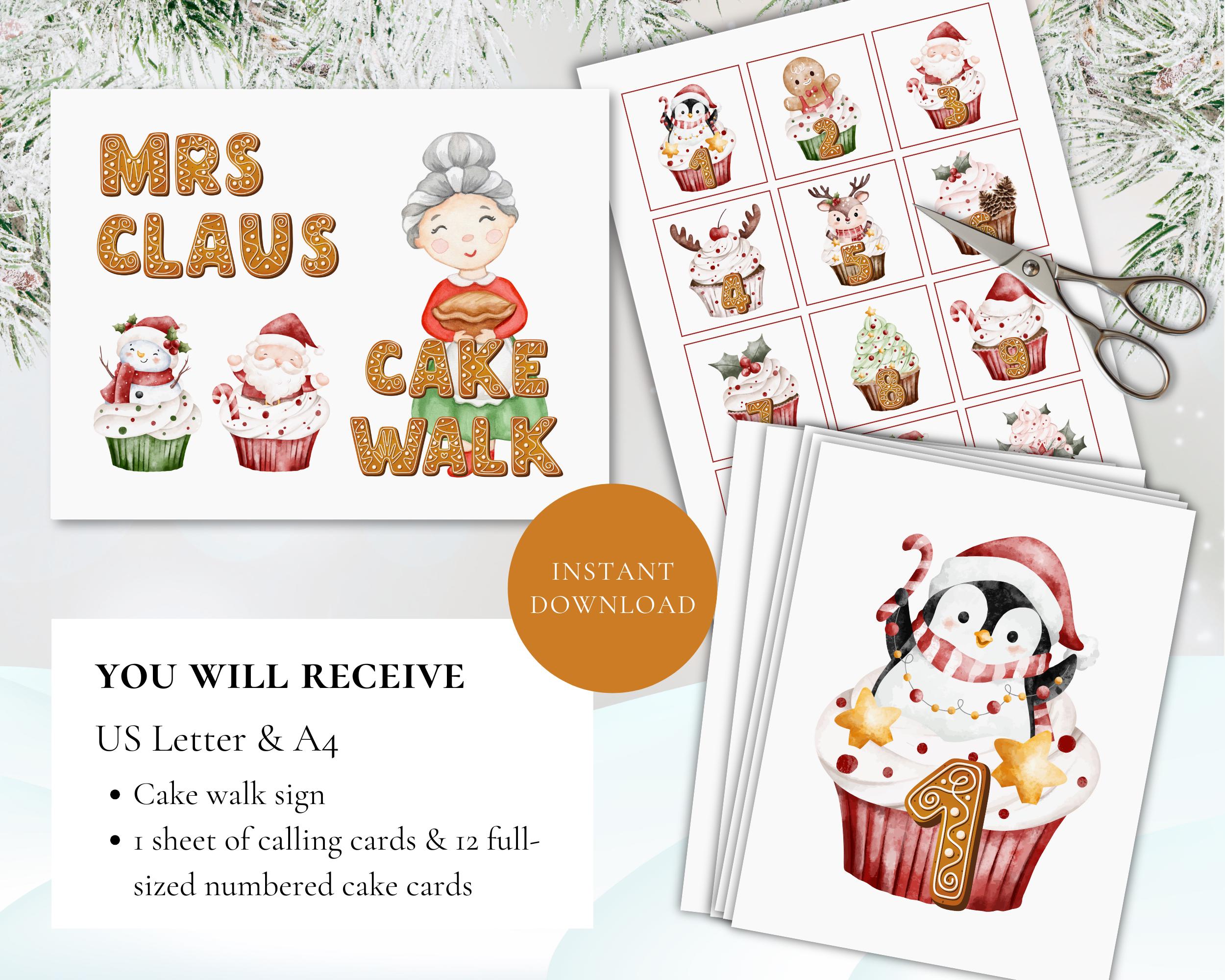 Printable Mrs Claus Cake Walk Game, Cakewalk Party Game, Christmas ...