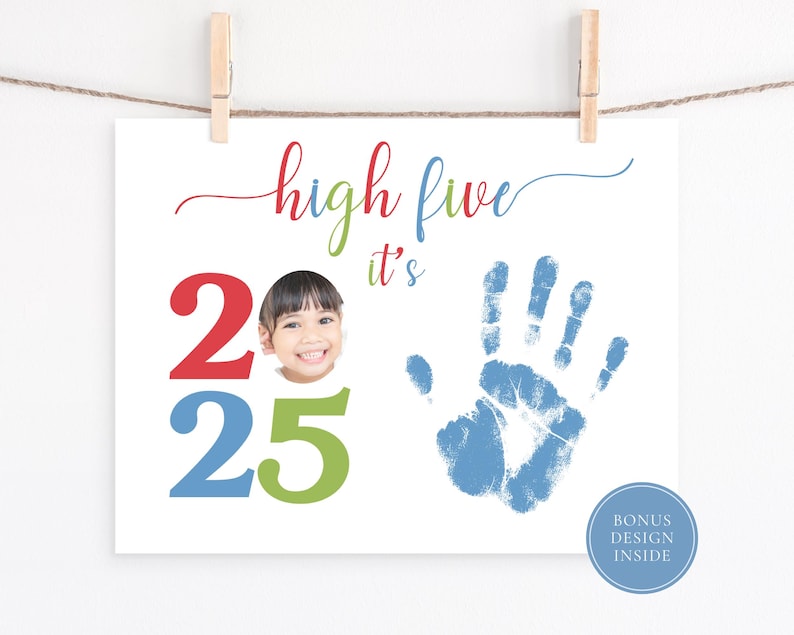 New Year Handprint Art, New Year 2025 Keepsake, Printable Handprint ...