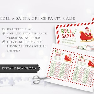 Roll a Santa Dice Game, Printable Office Christmas Party Game for ...
