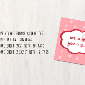 Printable Cookie Tag Valentine Gift Tag Printable Valentine Tag Cookie ...