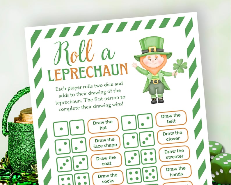 Roll a Leprechaun Dice Drawing Game, St Patrick’s Day Games, Activity ...