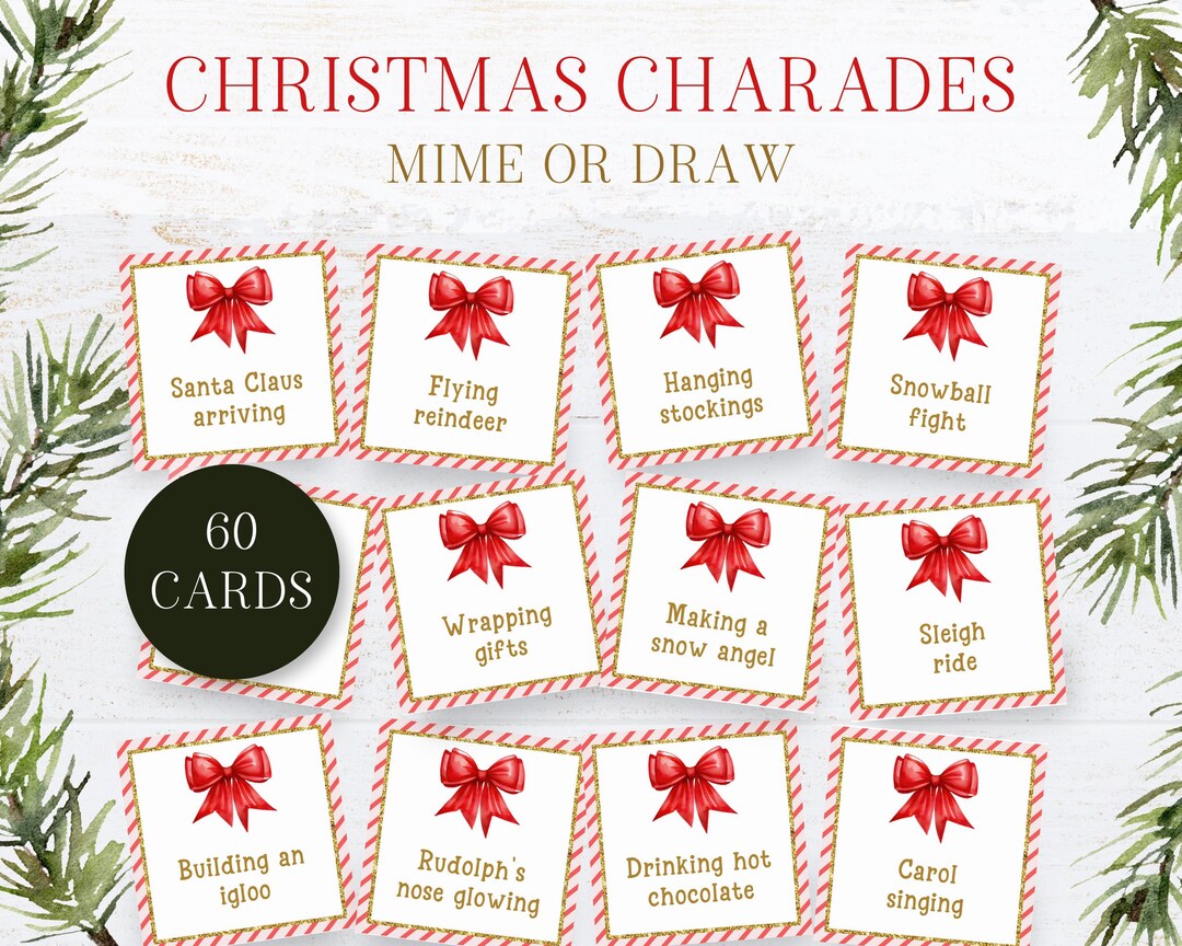 Christmas Charades, Fun Christmas Group Game, Printable Family Holiday ...