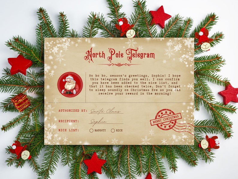 Editable Letter From Santa Printable Telegram Santa Letter - Etsy