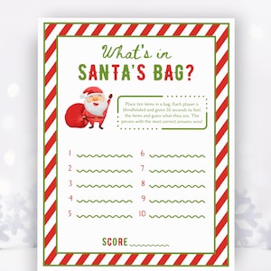 What’s in Santa’s Bag Christmas Party Game, Christmas Gift Exchange ...