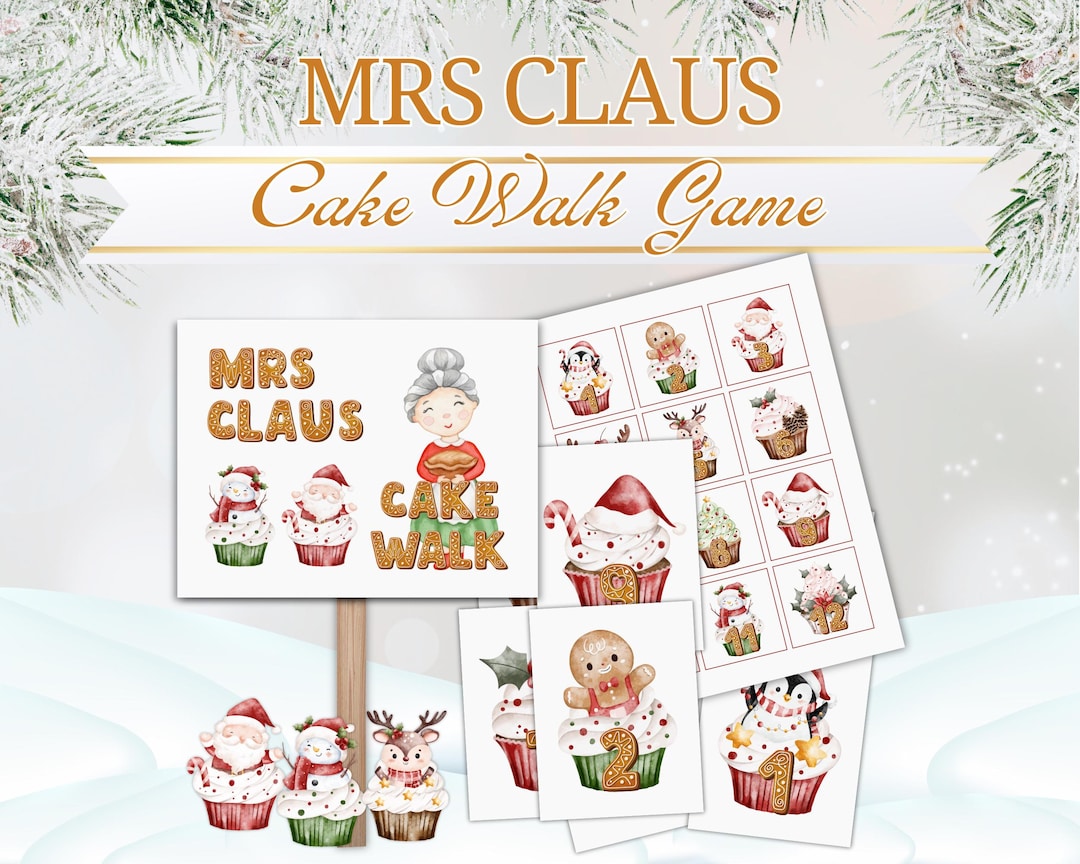 Printable Mrs Claus Cake Walk Game, Cakewalk Party Game, Christmas ...