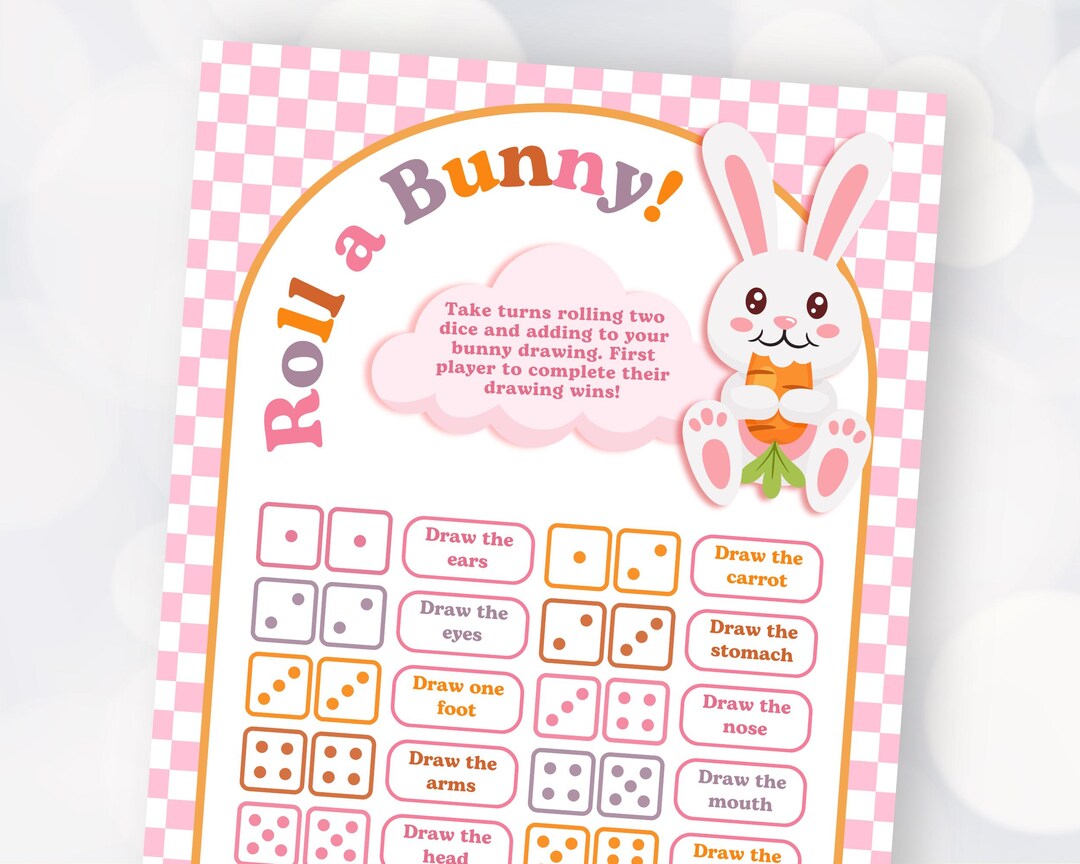 Roll A Bunny Dice Drawing Game, Easter Game Printable Family Activity ...