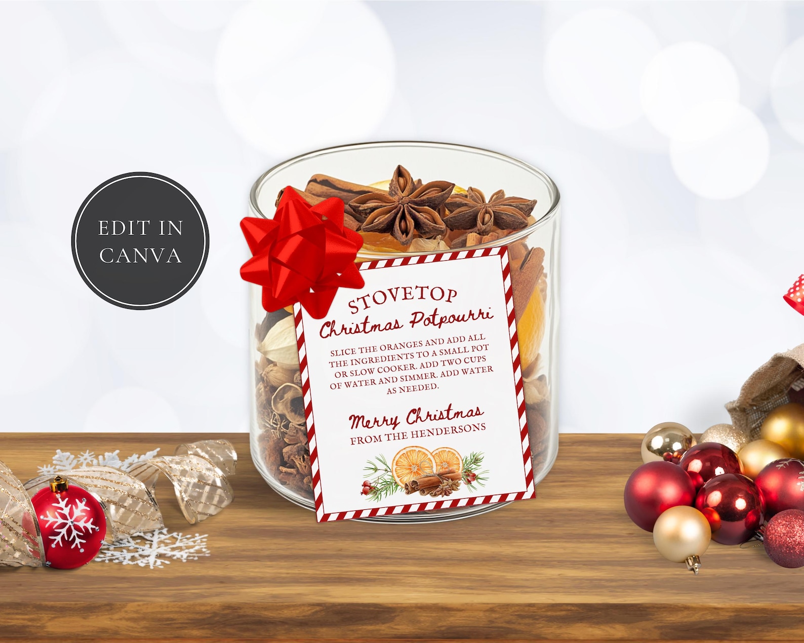 Editable Stovetop Potpourri Christmas Gift Tag, Christmas Potpourri ...