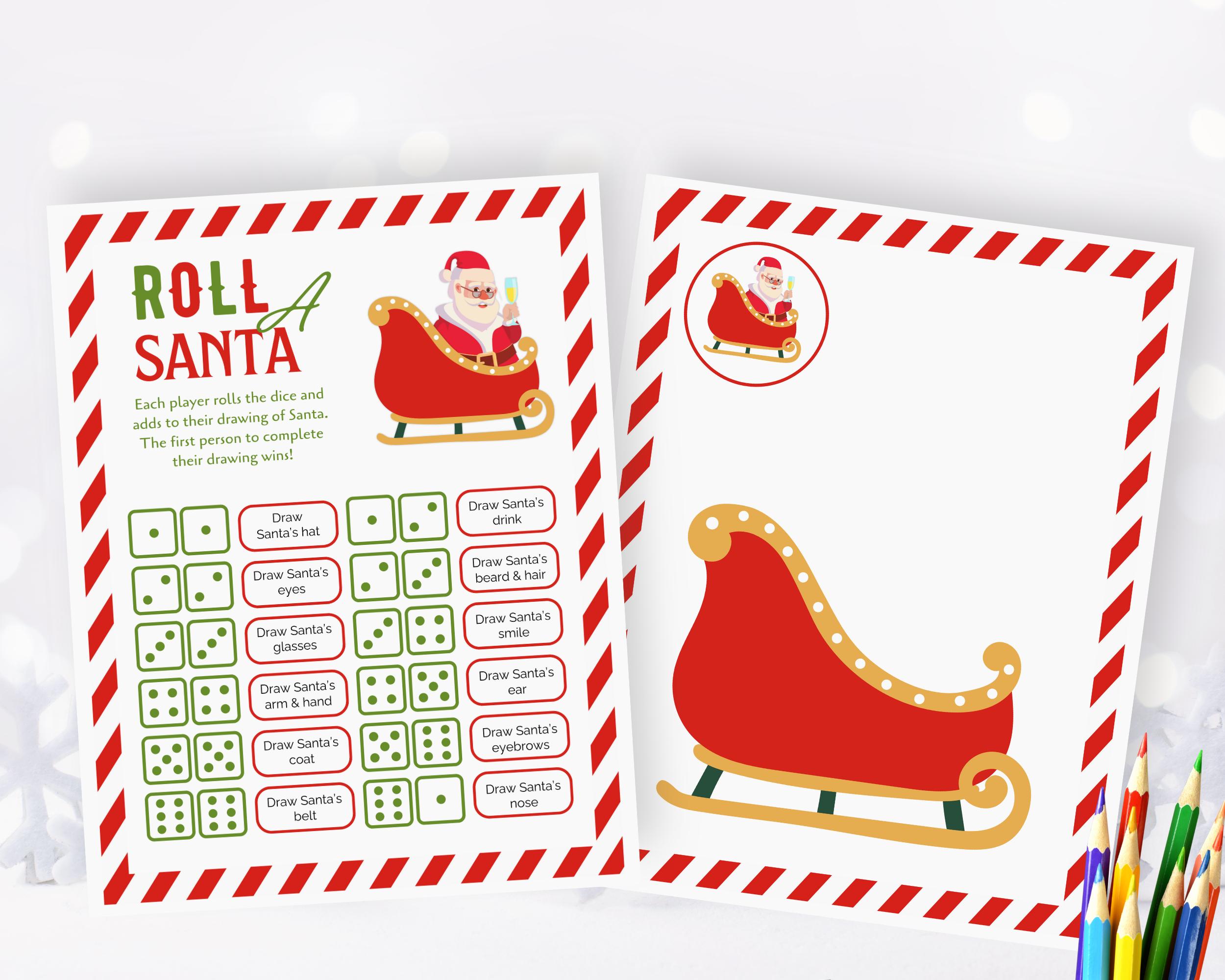 Roll a Santa Dice Game, Printable Office Christmas Party Game for ...