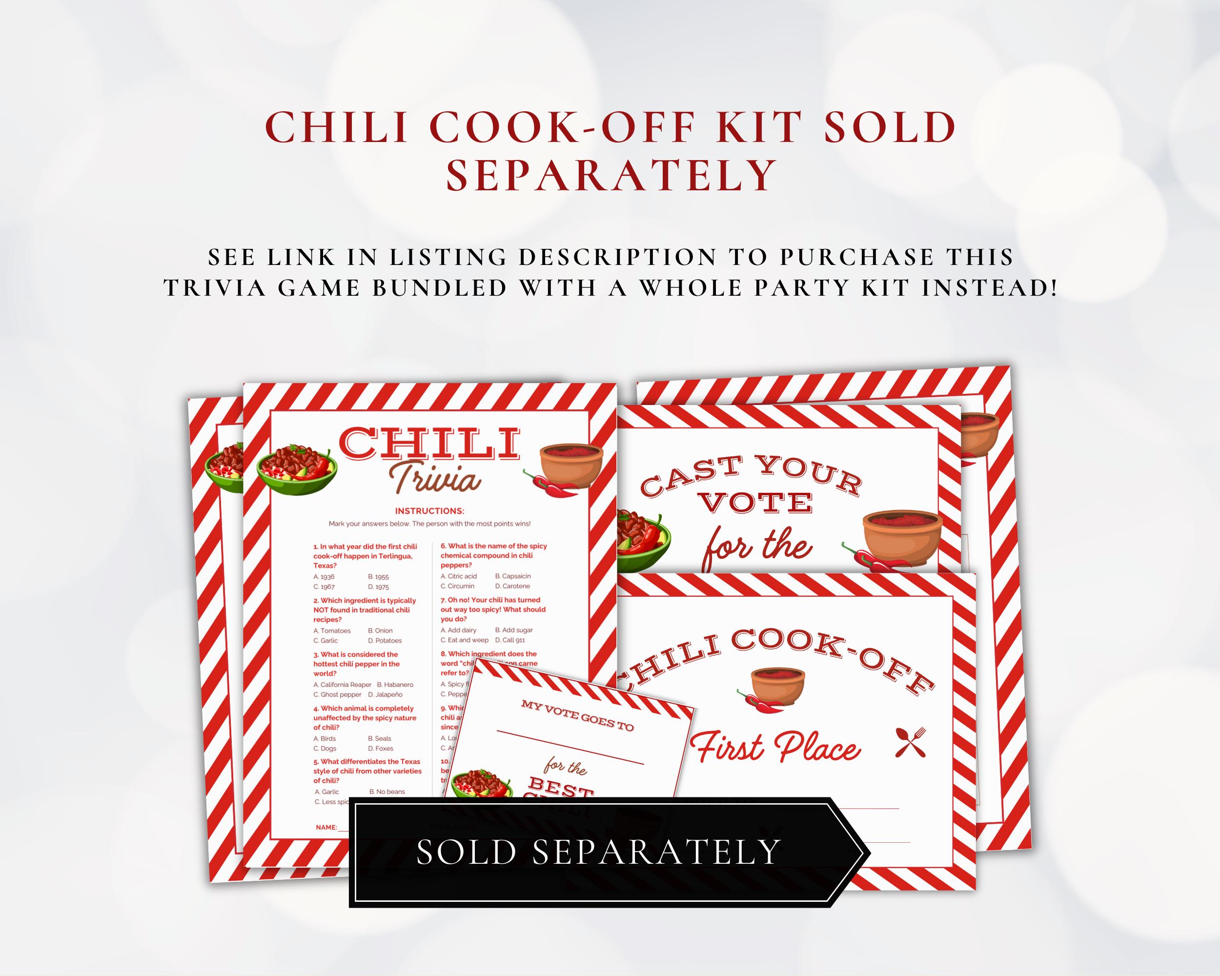 Chili Cook off Printable Trivia Game, Chili Trivia, Chili Cook off Game ...