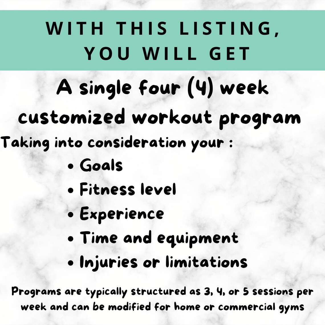 4 Week Personalized Custom Workout Program, Custom Fitness Plan ...