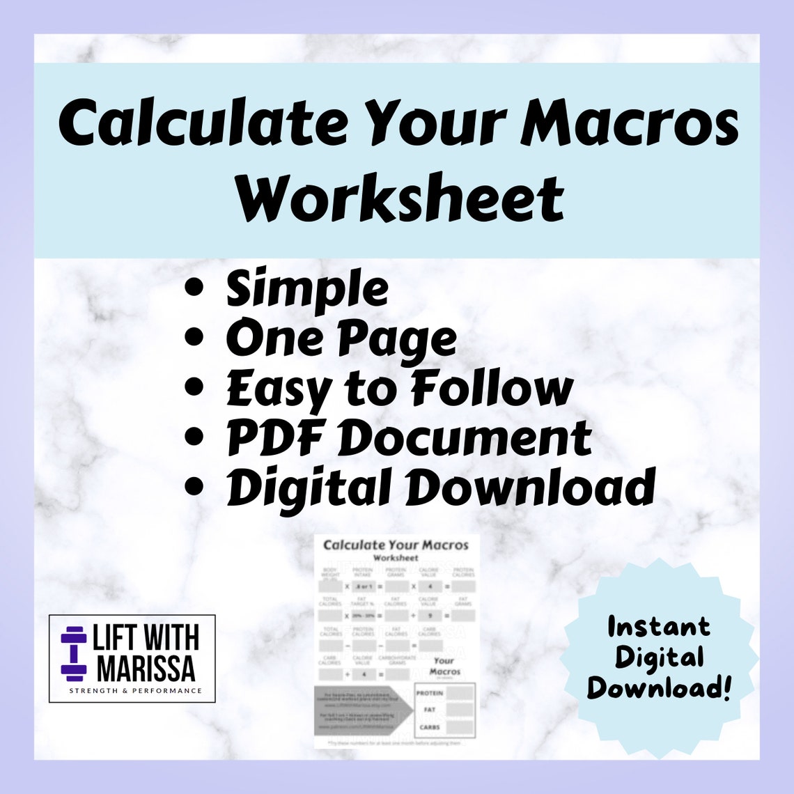 Macro Calculator Digital Download Worksheet, Easy Macro Calculator ...