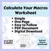Macro Calculator Digital Download Worksheet, Easy Macro Calculator ...