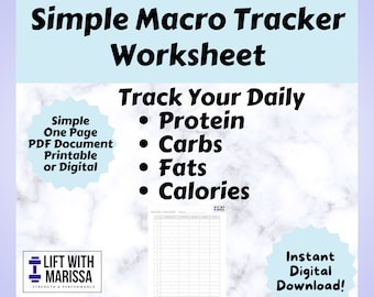 Macro Calculator Digital Download Worksheet, Easy Macro Calculator ...