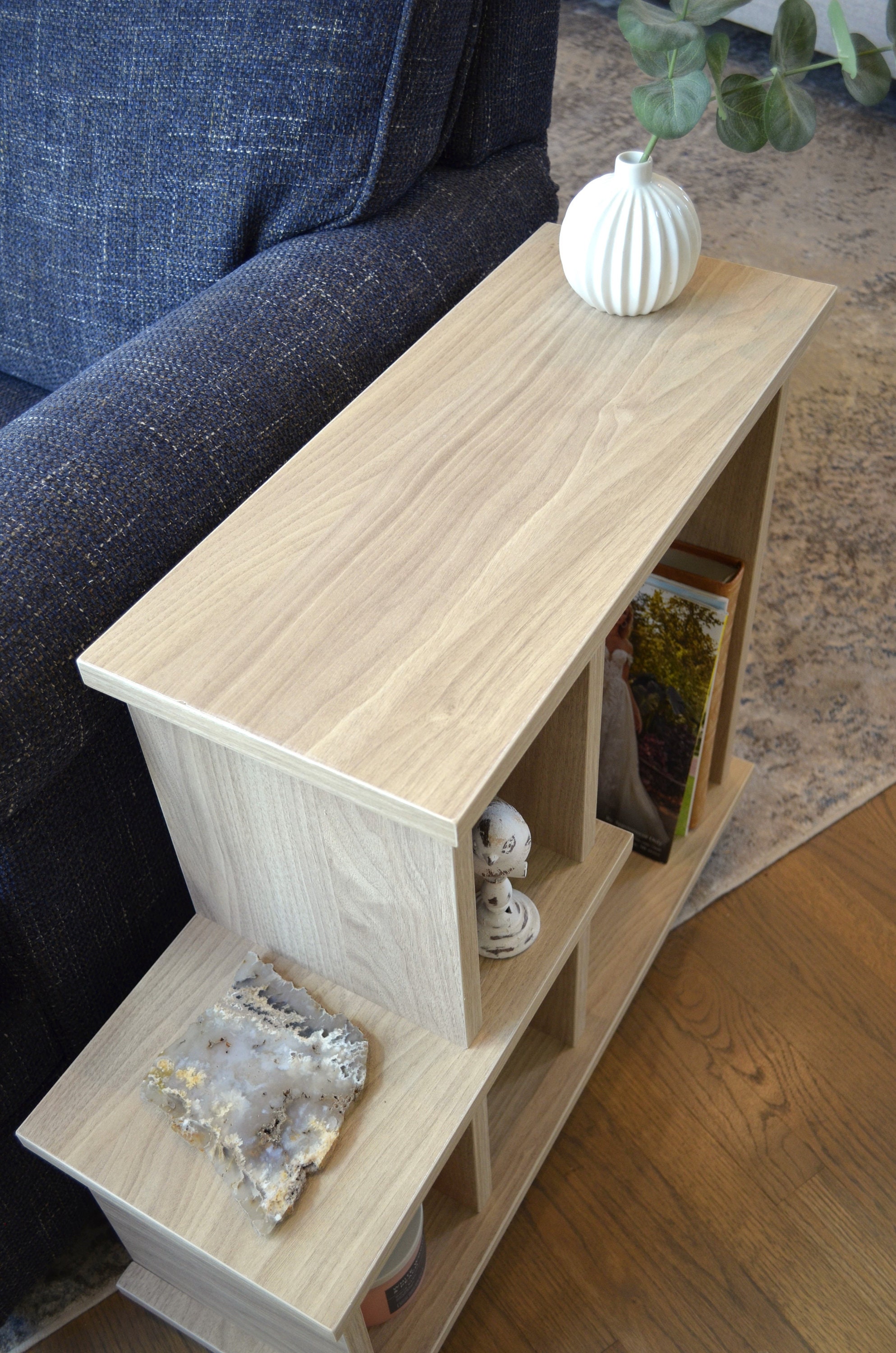 Light Wood Grain Side Table & Bookshelf - Etsy