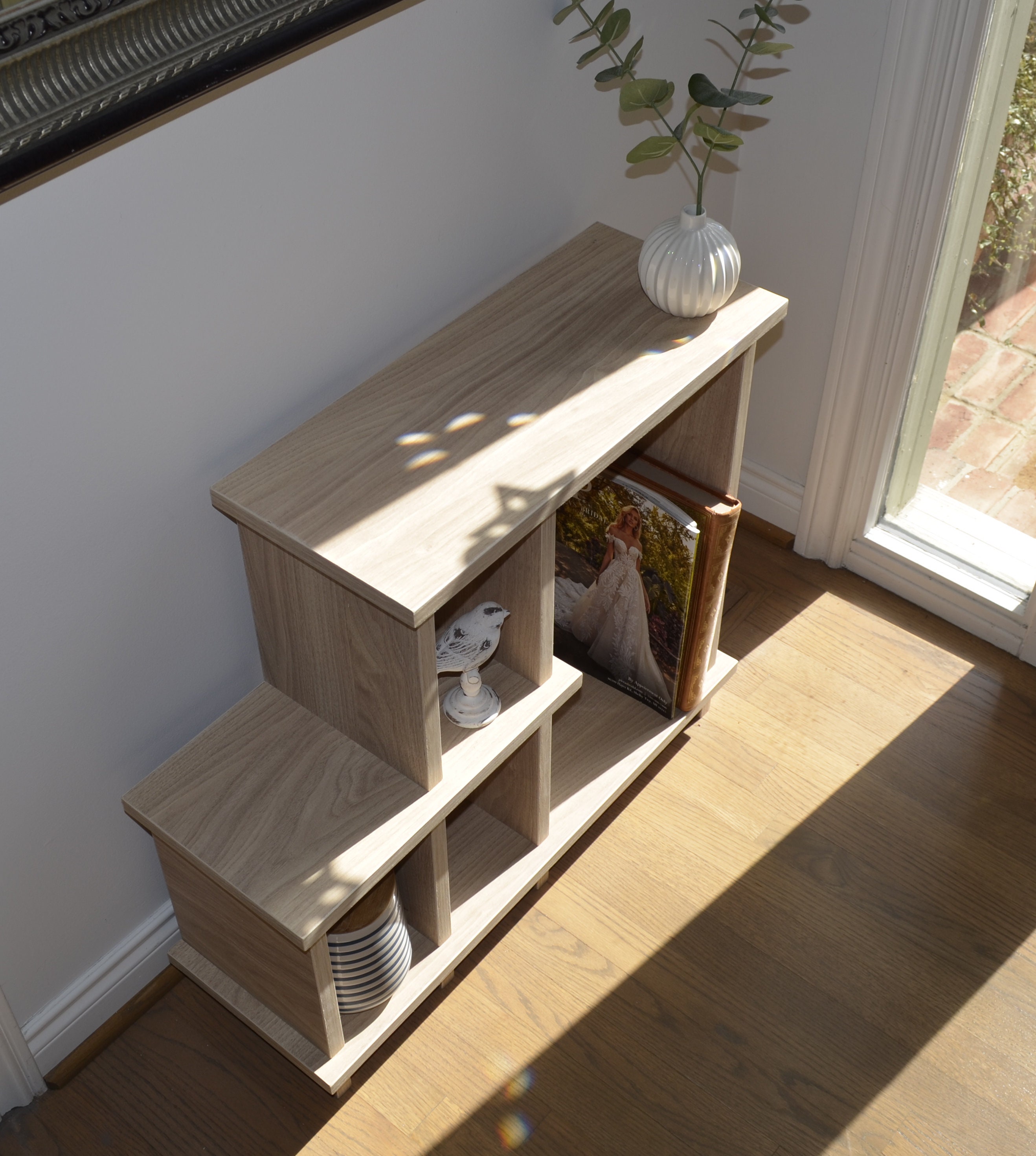 Light Wood Grain Side Table & Bookshelf - Etsy