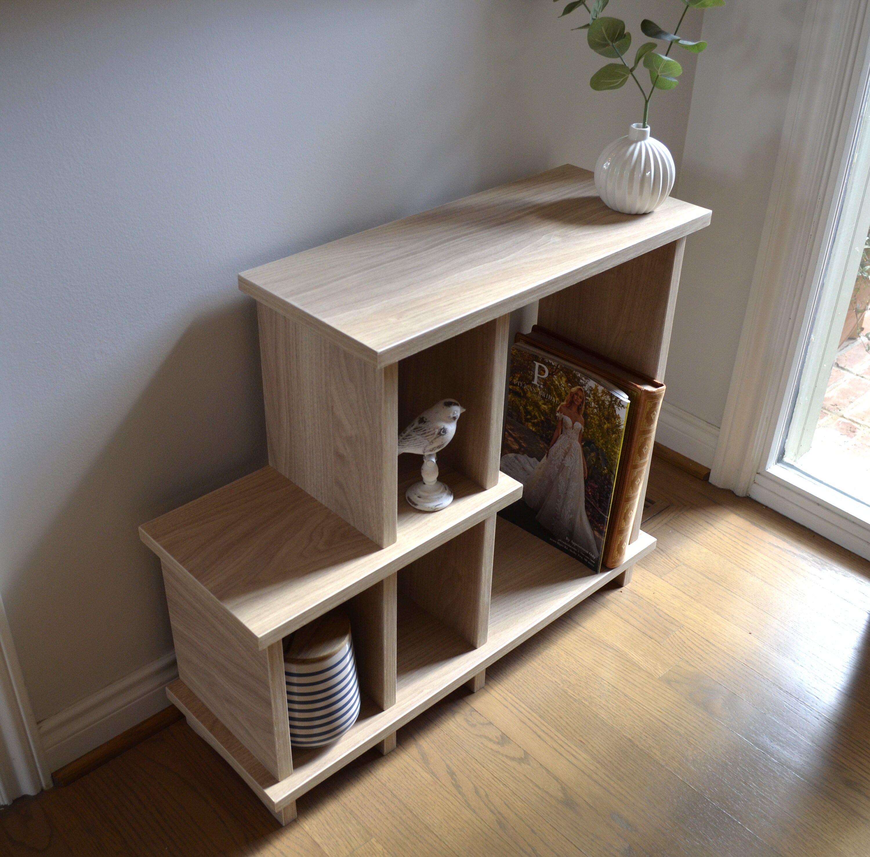 Light Wood Grain Side Table & Bookshelf - Etsy