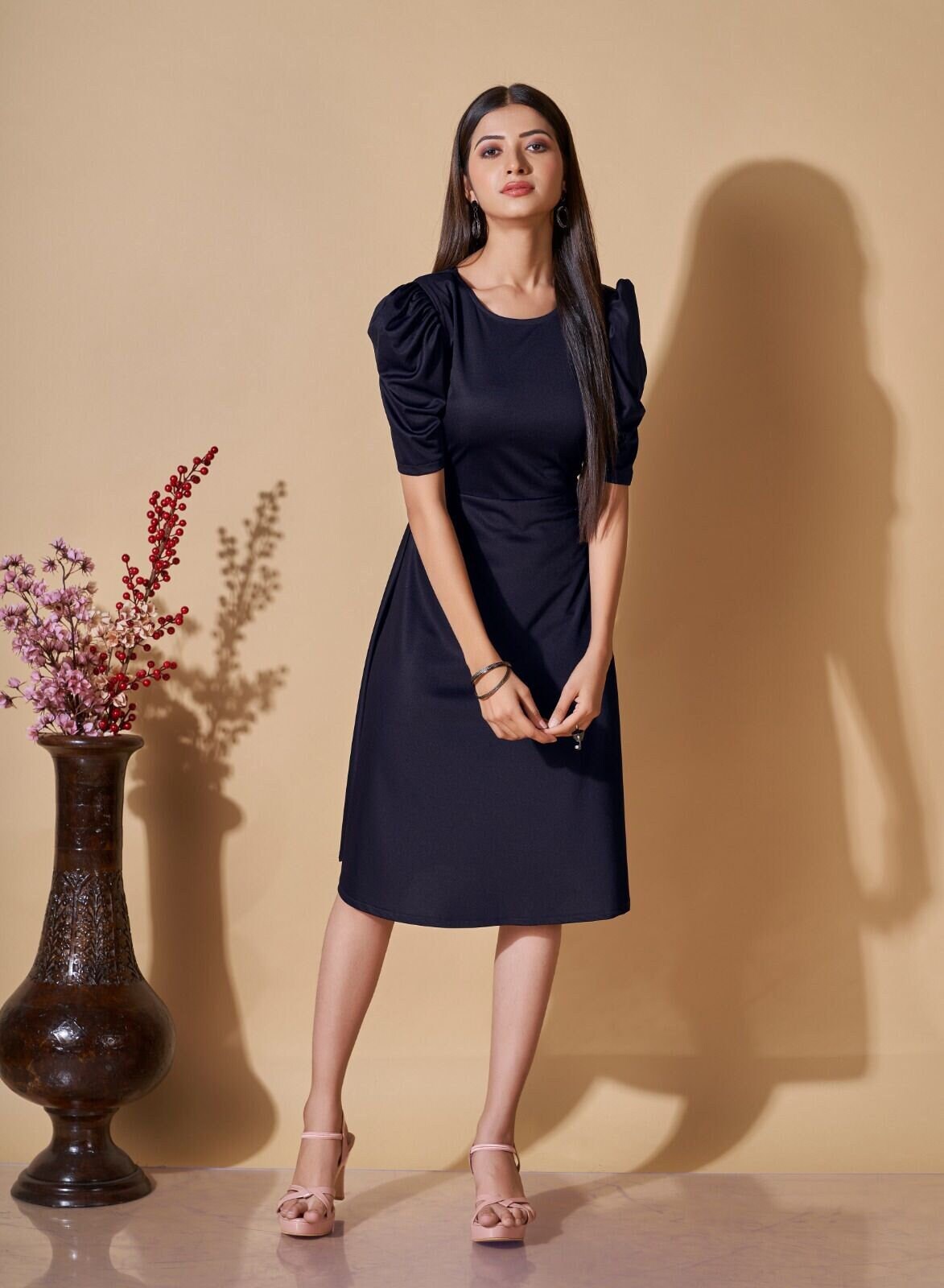 Party Wear One Piece Dresses Knee Length