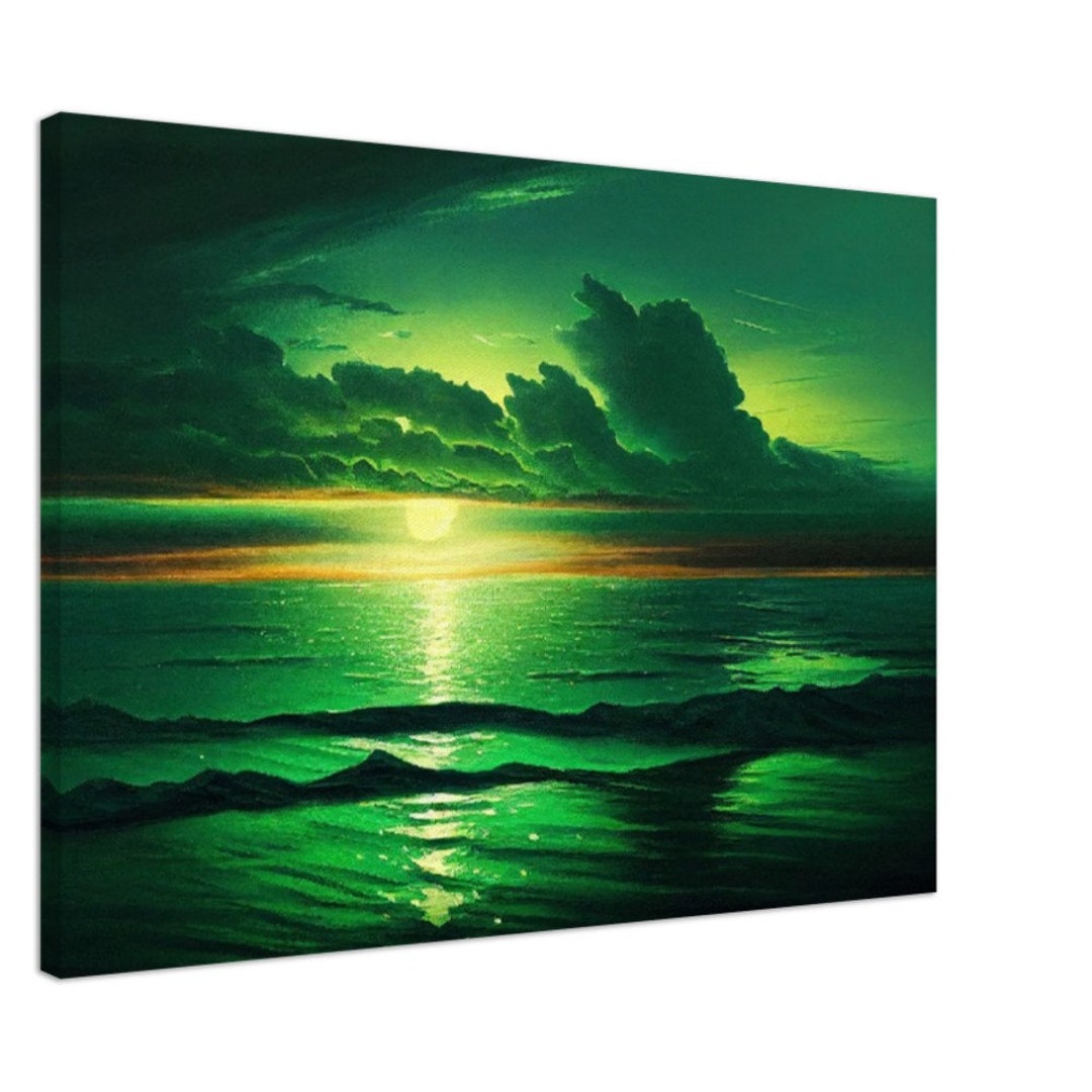 Ocean Wall Art Ai-generated Emerald Green Seascape Canvas Print AI ...