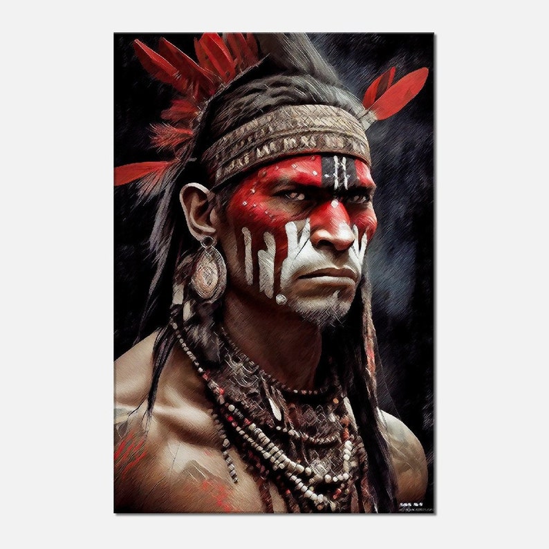 Puerto Rico Wall Art Taino Warrior Painting Latino Art Large Painting Puerto Rico Art Above Bed ...