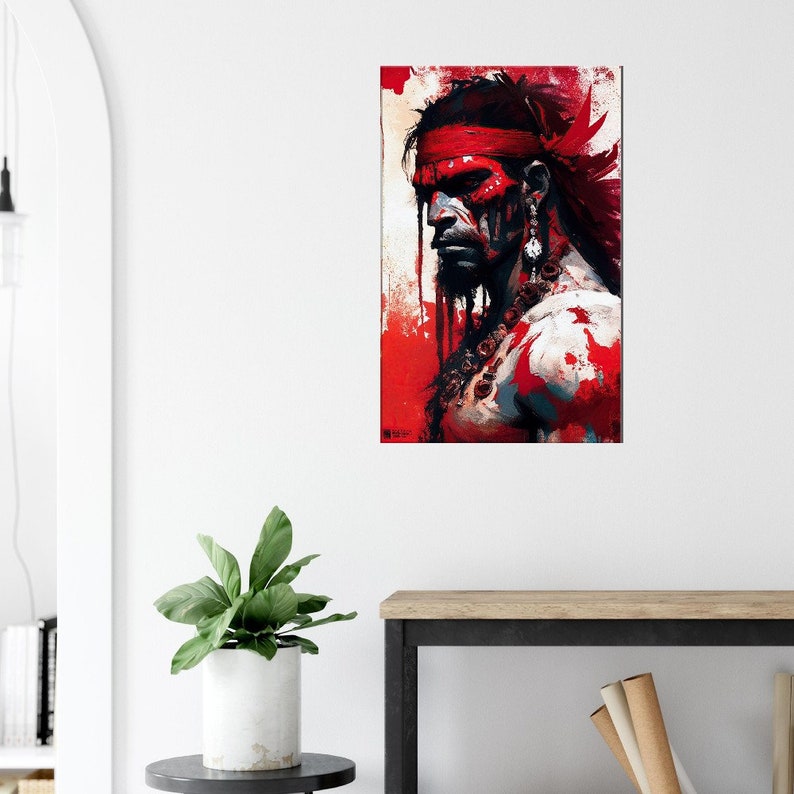 Puerto Rico Wall Art Abstract Taino Warrior Painting Above Bed Décor AI ...
