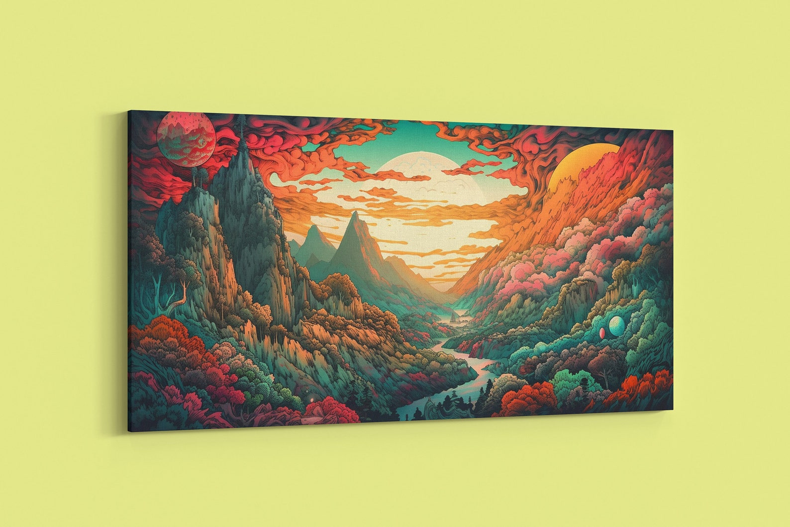 Psychedelic Mountain Landscape AI Art Print Abstract Landscape Painting ...