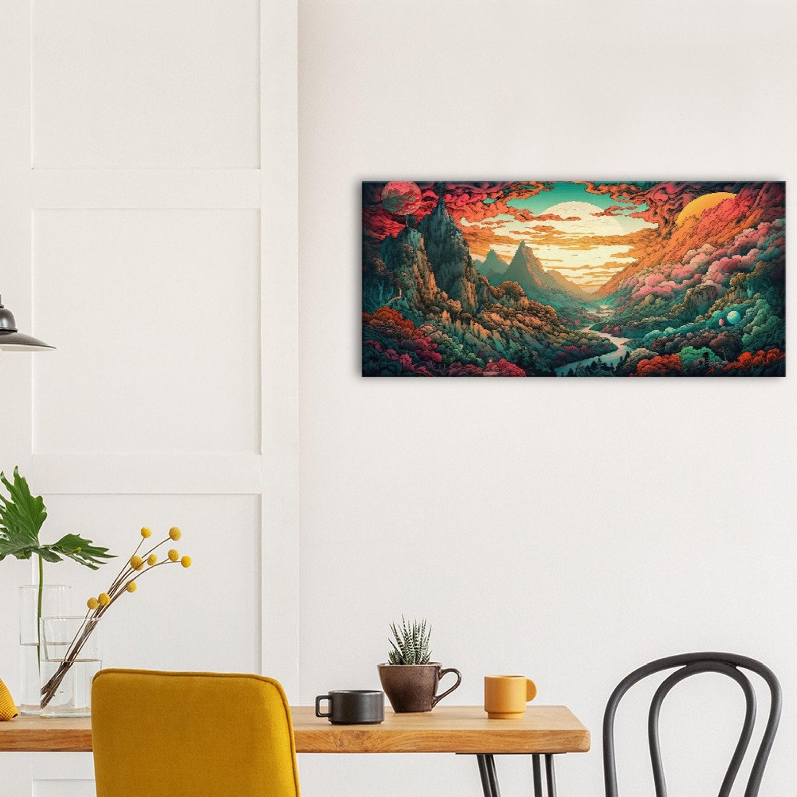Psychedelic Mountain Landscape AI Art Print Abstract Landscape Painting ...