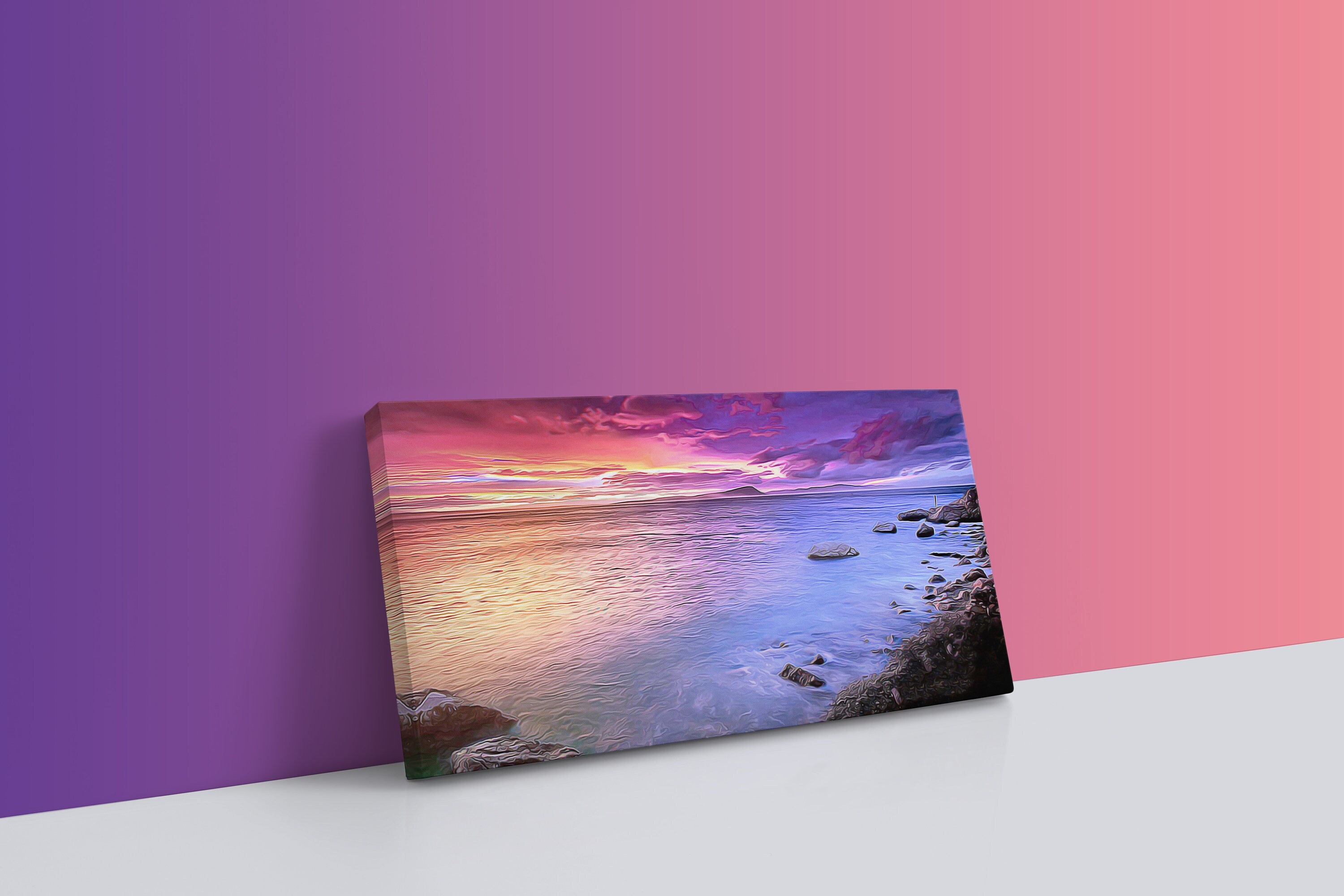Ocean Wall Art Purple Seascape Painting Large Oil Painting Seascape ...