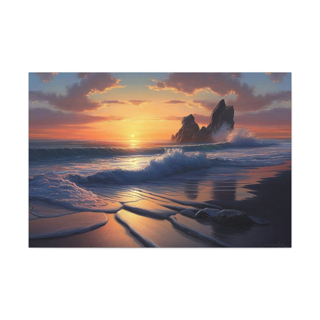 Seascape Painting at Sunset Canvas Print Ai-generated Art Ocean Wall ... Seascape Painting at Sunset Canvas Print Ai-generated Art Ocean Wall ...