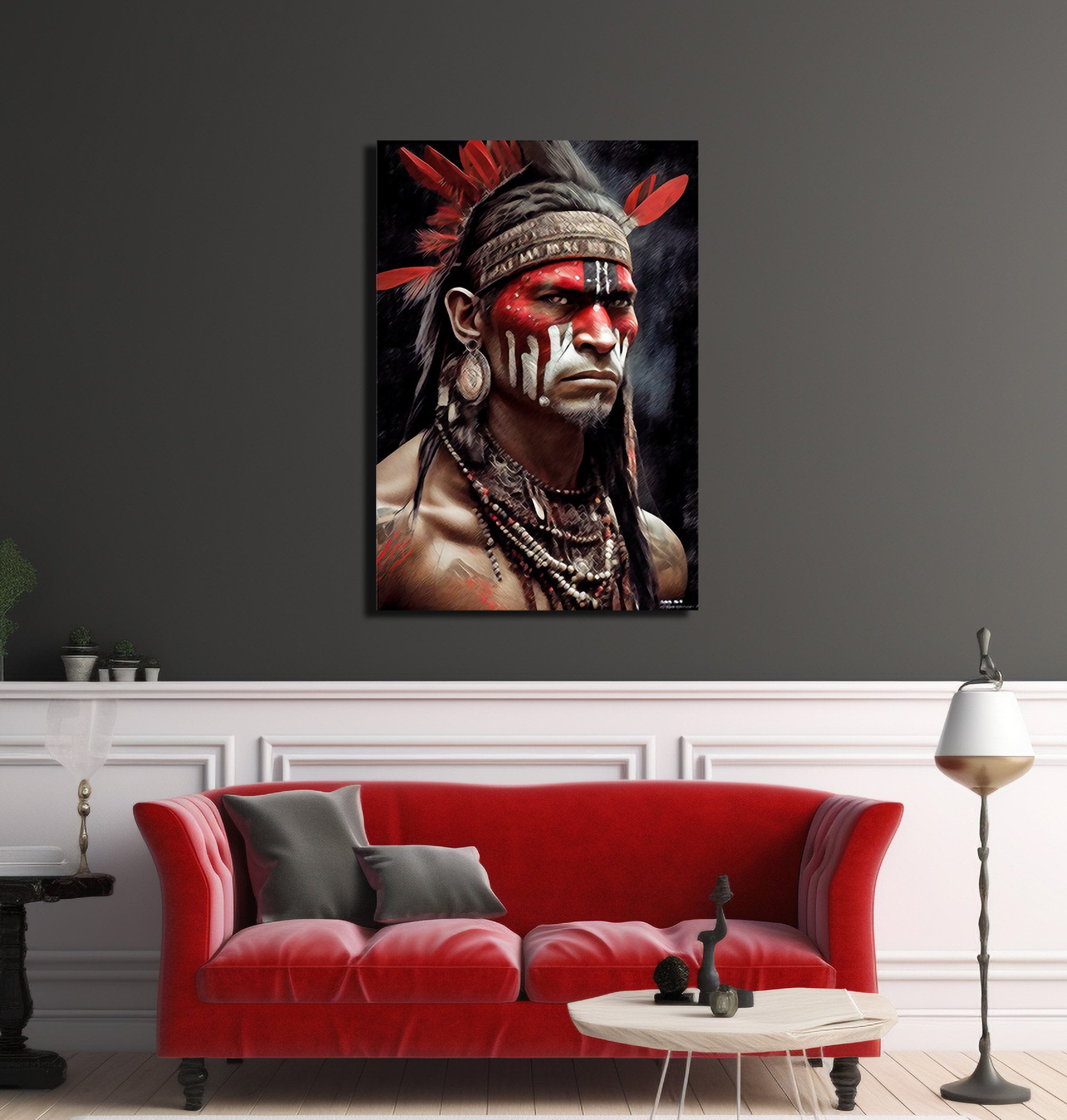 Puerto Rico Wall Art Taino Warrior Painting Latino Art Large Painting Puerto Rico Art Above Bed ...