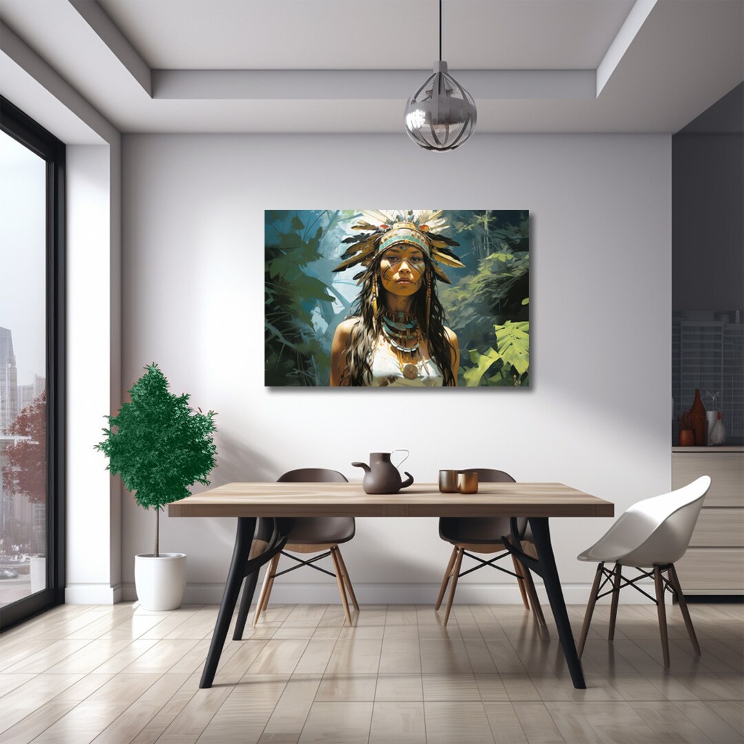 Puerto Rico Wall Art Taino Woman Oil Painting Aesthetic Room Decor ...