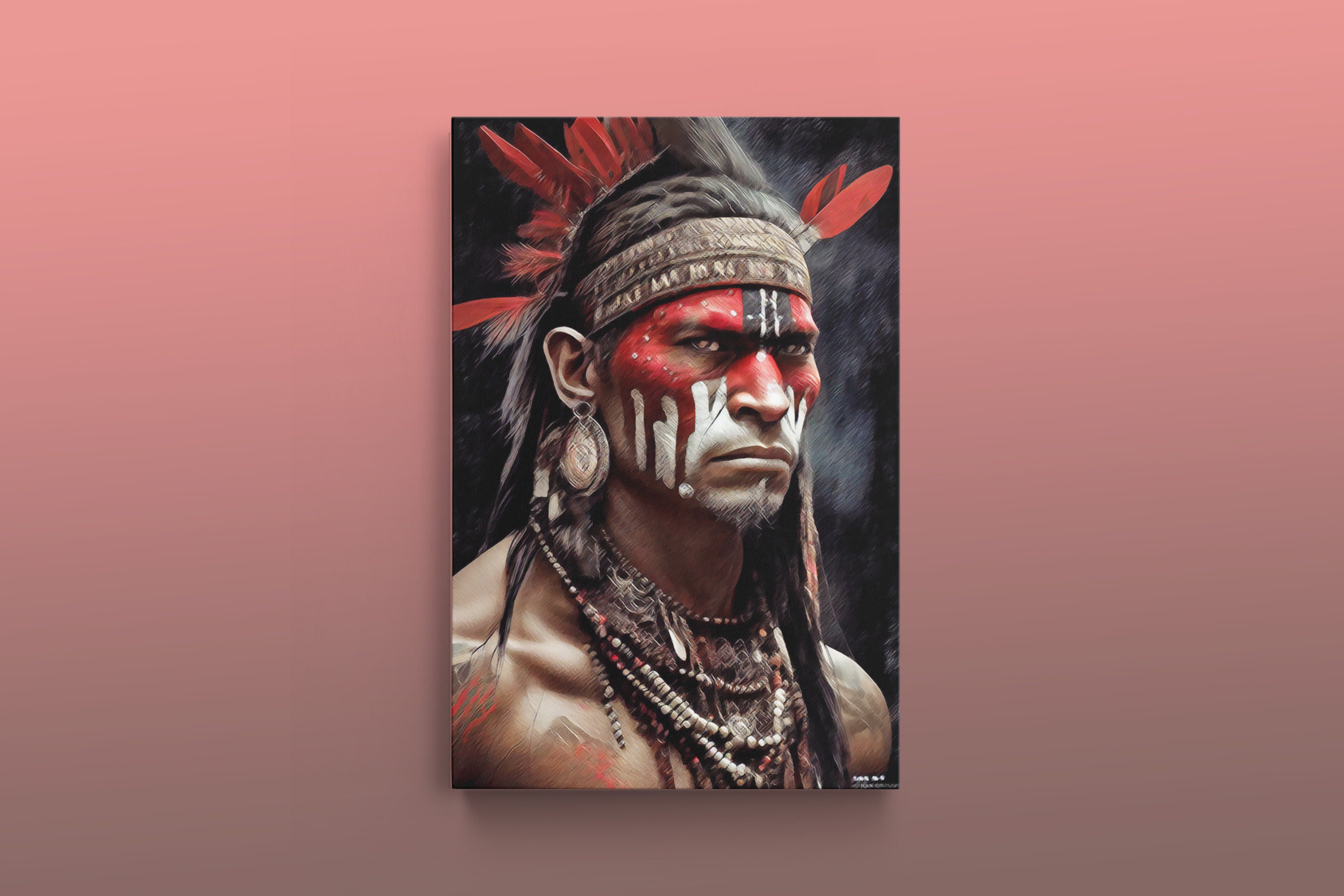 Puerto Rico Wall Art Taino Warrior Painting Latino Art Large Painting Puerto Rico Art Above Bed ...