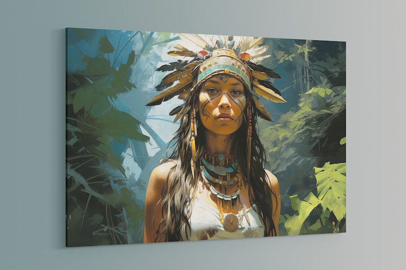 Puerto Rico Wall Art Taino Woman Oil Painting Aesthetic Room Decor ...