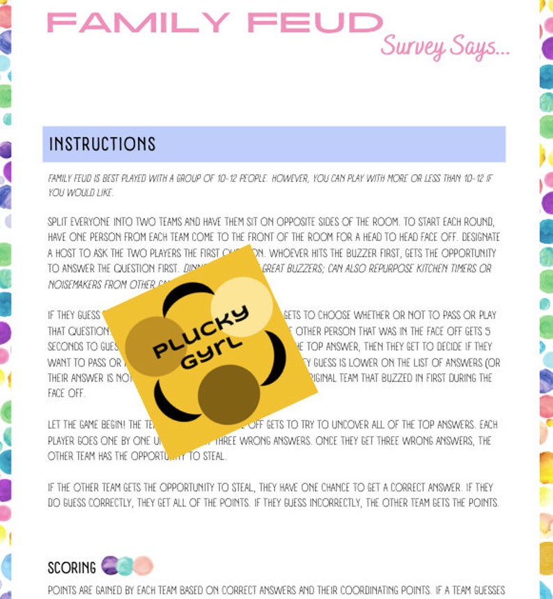 Family Feud Game - Any Occasion - Etsy