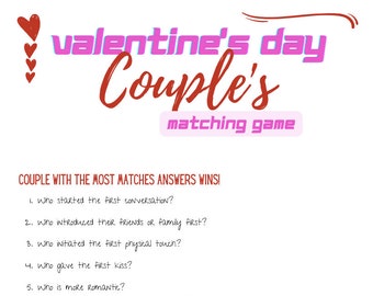 Couples Matching Game Valentine's Couple Game Romantic Game Instant ...