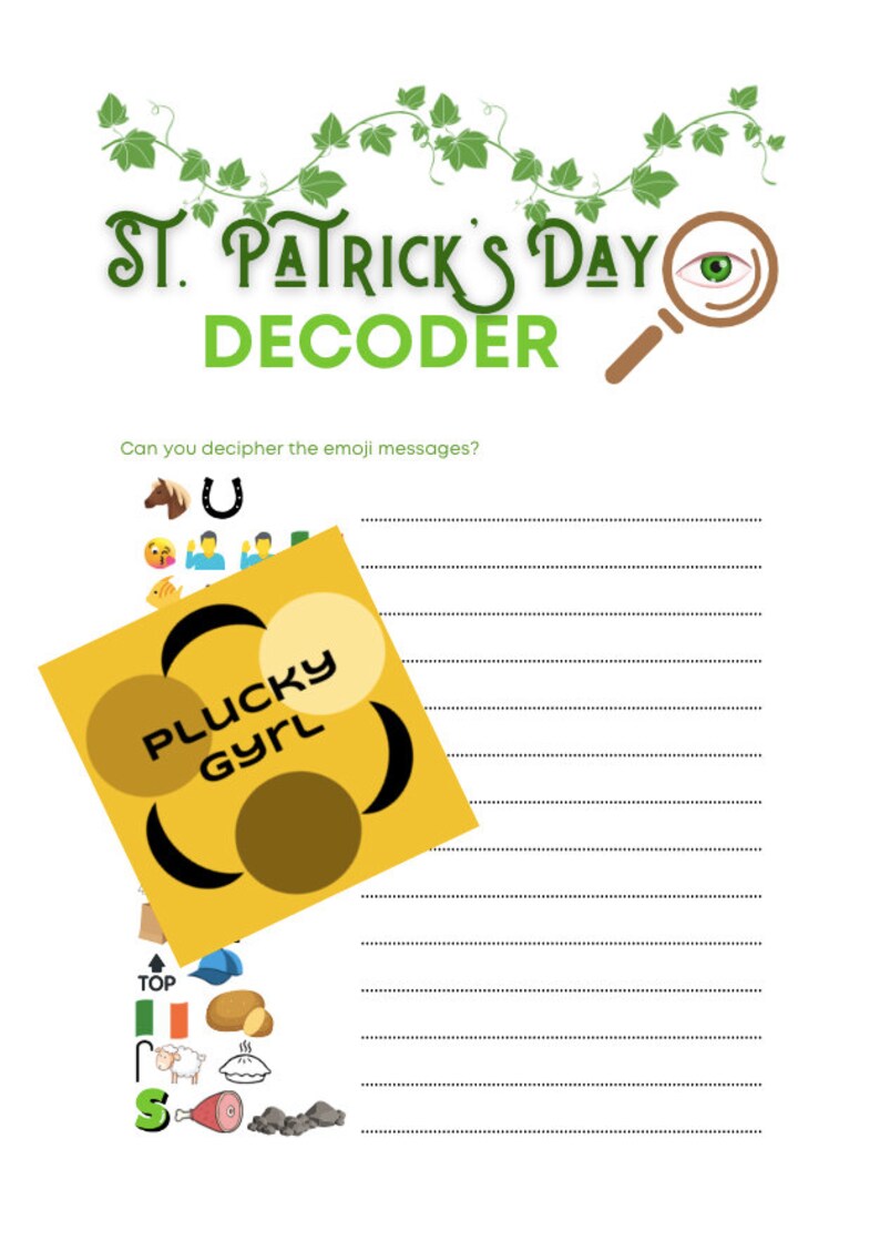 St. Patrick's Day Emoji Decoder - Etsy