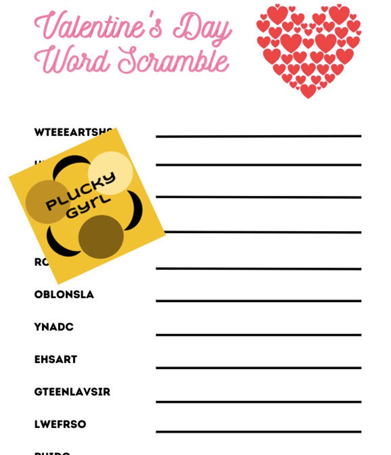 Valentine's Day Word Scramble - Etsy