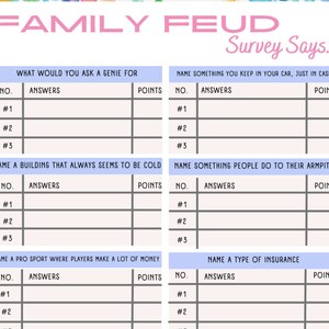 Family Feud Game - Any Occasion - Etsy