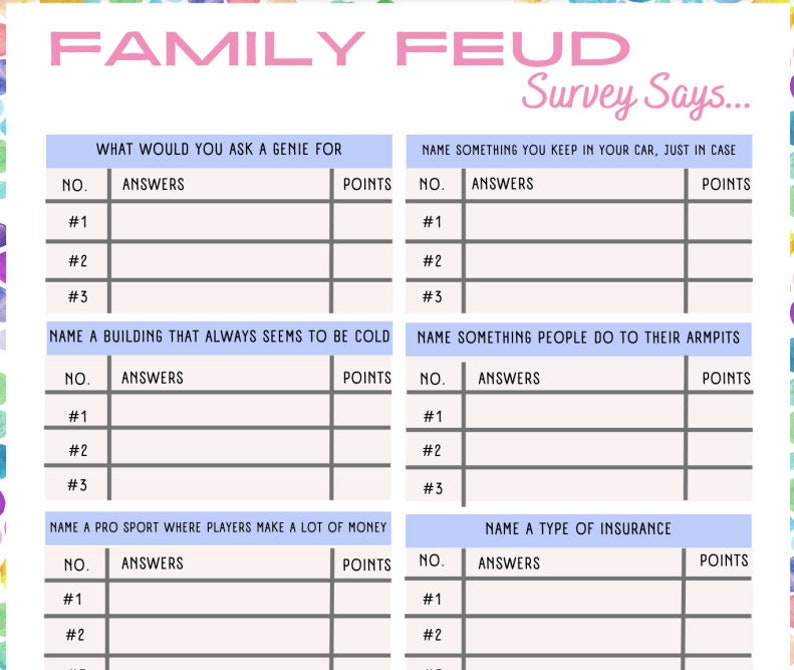 Family Feud Game - Any Occasion - Etsy
