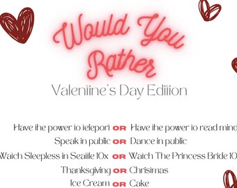 Valentine's Day This or That Game Valentine Would You Rather Printable ...