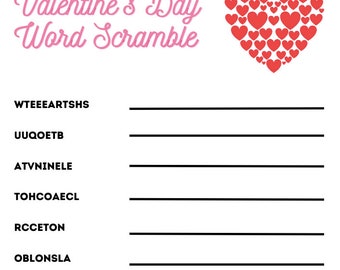 Digital Valentine's Day Word Scramble - Etsy