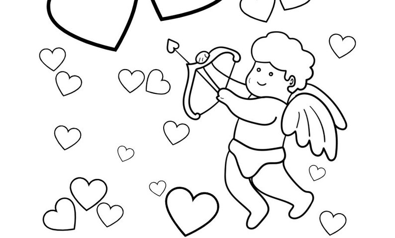Valentine's Day Cupid Coloring Page - Etsy