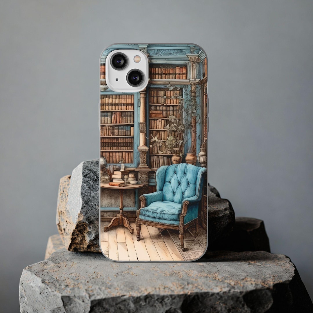 Library Phone Case, Bookshelf iPhone Case, iPhone 16 Pro 15 14 13 12 ...