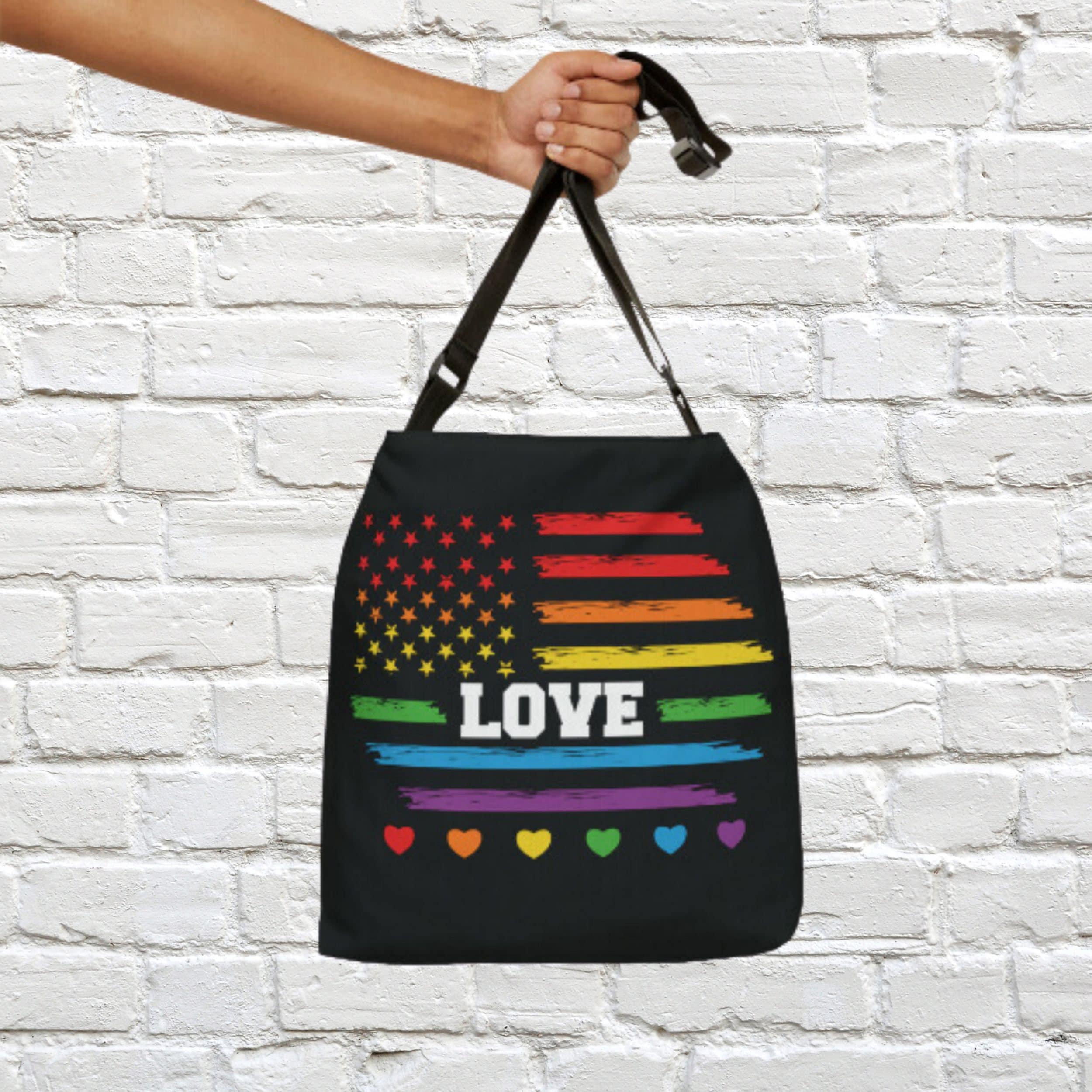 Pride Flag Tote Bag, Lgbtq Adjustable Bag, Pride Friend Gift, Love is ...