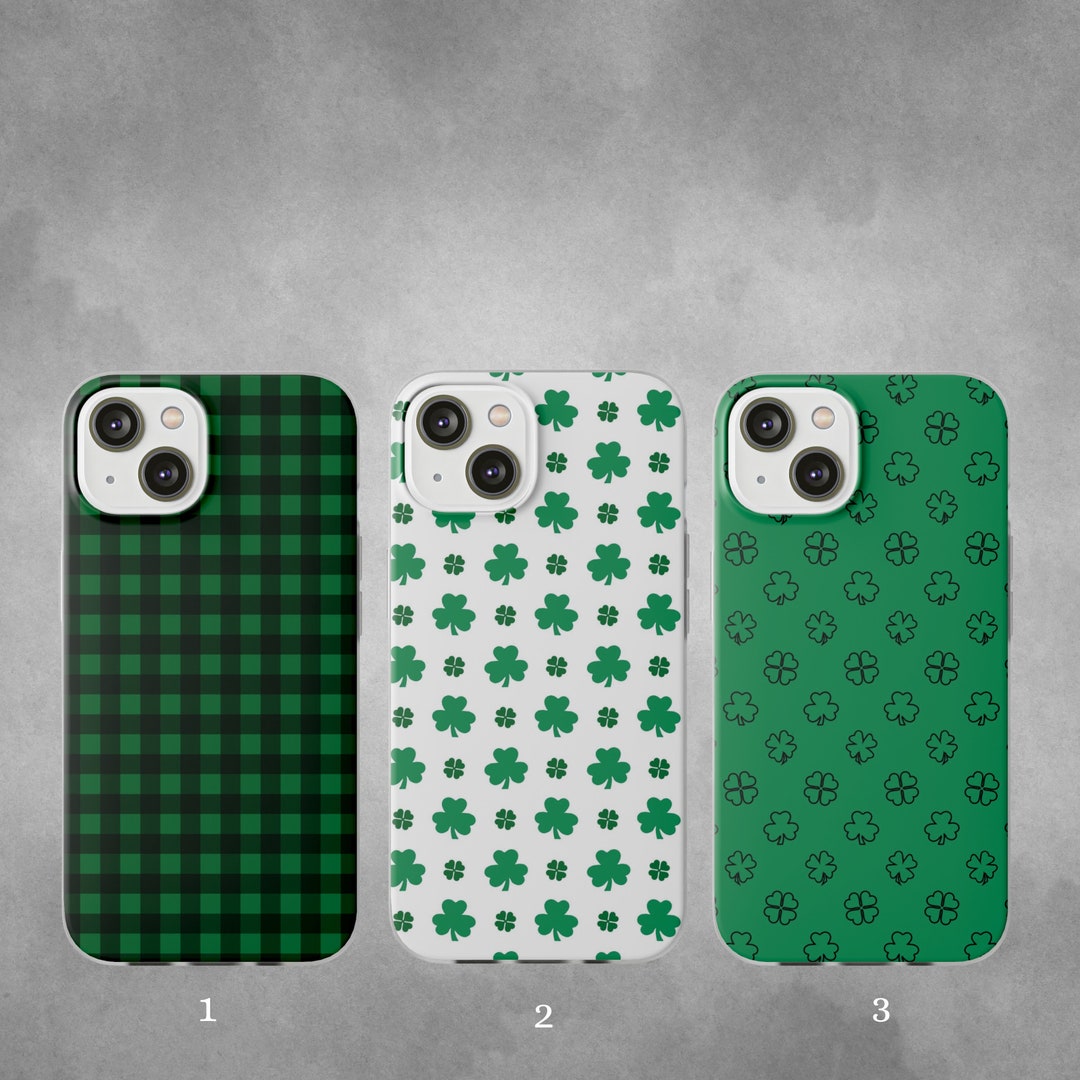 Clover iPhone Case, Shamrock iPhone Cases, St Patrick's Day Phone Cover, Green Irish iPhone 14 ...