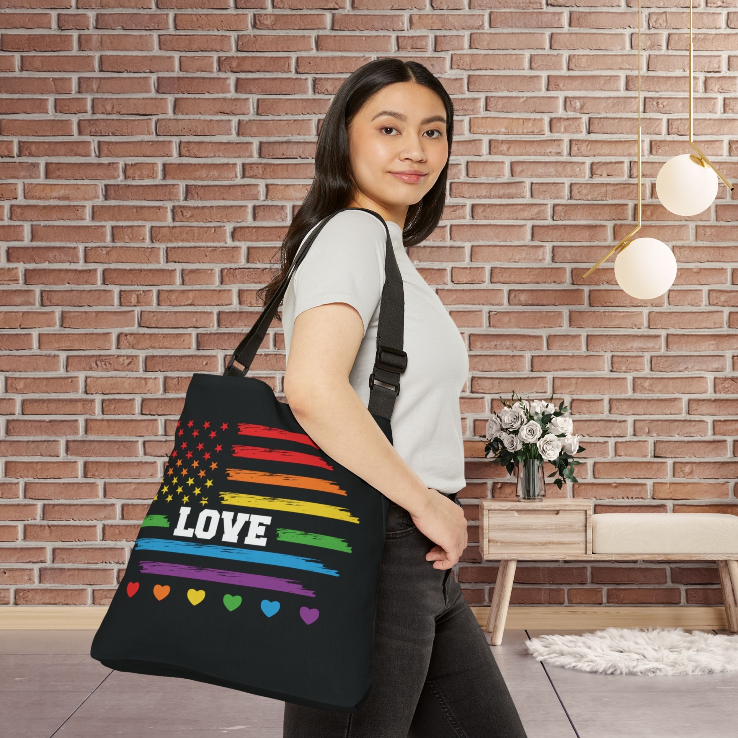 Pride Flag Tote Bag, Lgbtq Adjustable Bag, Pride Friend Gift, Love is ...